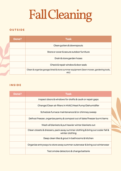Fall Cleaning Checklist – The Soap Company of Nova Scotia Ltd.